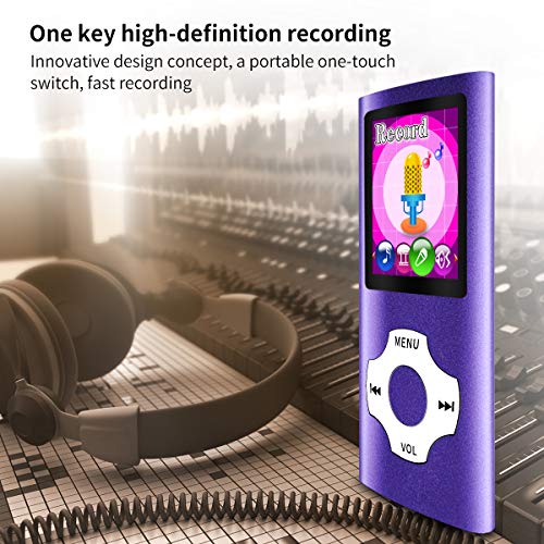 WOWSYS- Digital, Compact and Portable MP3 / MP4 Player (Max Support 64 GB) with Photo Viewer, E-Book Reader and Voice Recorder and FM Radio Video Movie in Purple