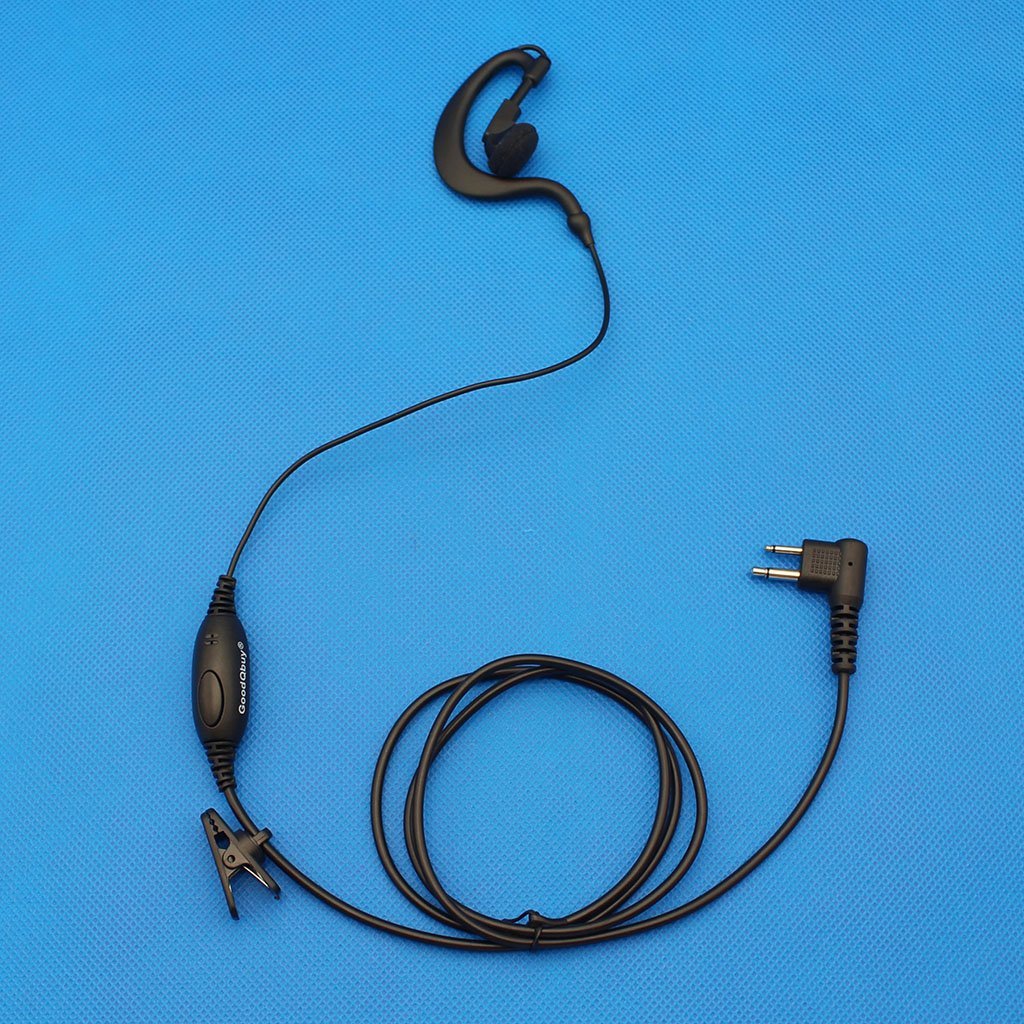 GoodQbuy 2 Pin G Shape Clip-Ear Headset Earpiece is Compatible with Motorola Two Way Radio Devices CP200 CP200D CP185 DTR650 PR400 EP450 CLS1110 CLS1410 CLS1450 CLS DLR DTR RDX RDU RDV RMU (5 Pack)