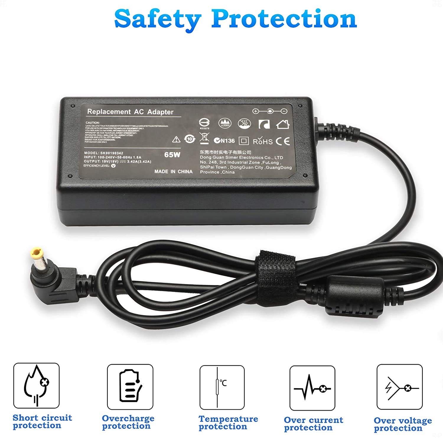 AC Adapter Charger for Toshiba Satellite Radius P55W-C5316-4K, P55W-C5317-4K, by Galaxy Bang USA®