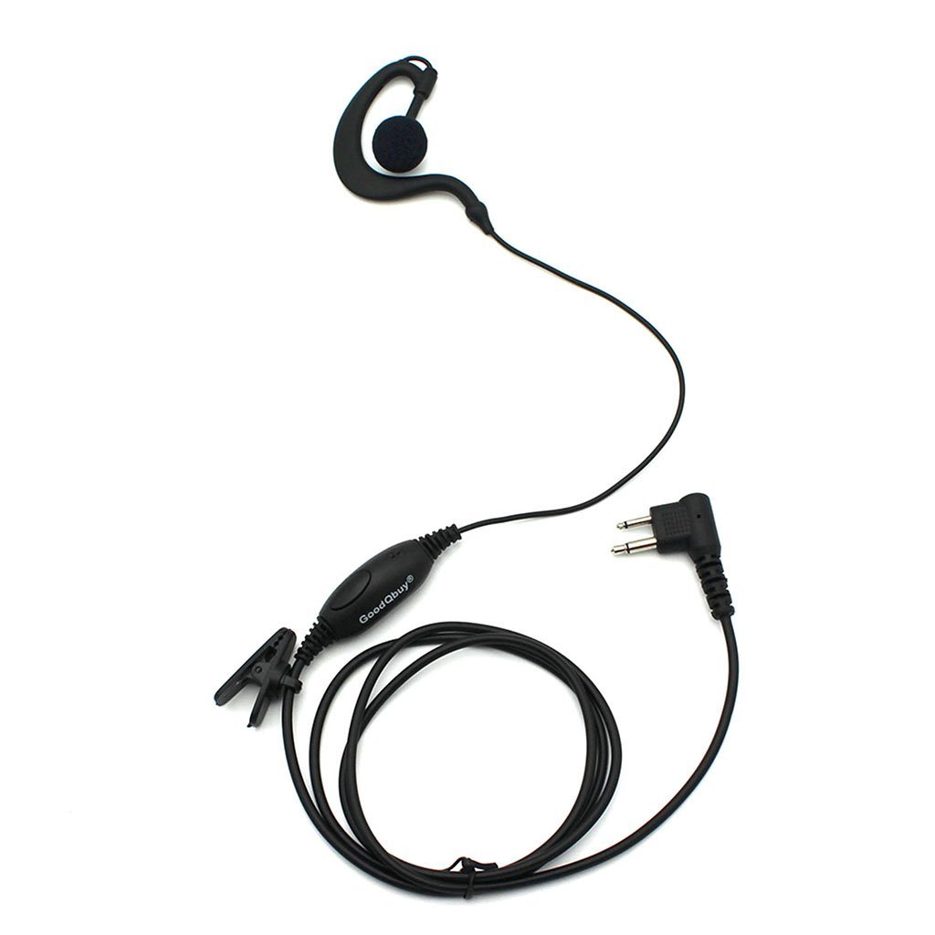 GoodQbuy 2 Pin G Shape Clip-Ear Headset Earpiece is Compatible with Motorola Two Way Radio Devices CP200 CP200D CP185 DTR650 PR400 EP450 CLS1110 CLS1410 CLS1450 CLS DLR DTR RDX RDU RDV RMU (5 Pack)