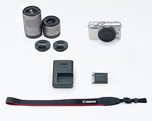 Canon EOS M100 Mirrorless Camera w/ 15-45mm Lens & 55-200mm Lens - Wi-Fi, Bluetooth, and NFC Enabled (White)