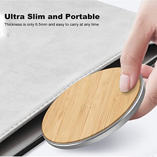 15W Fast Wireless Charger Pad, Eco Friendly, Walnut Wood, Bamboo, Compatible with Qi Enabled Devices (Bamboo)