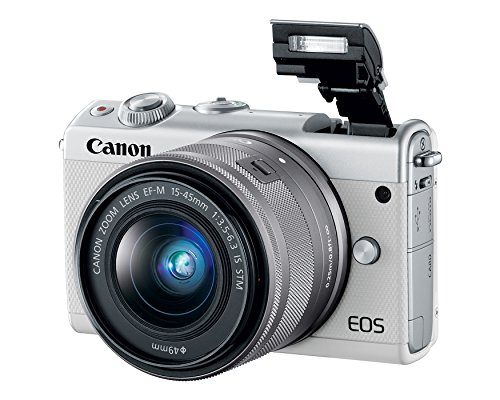 Canon EOS M100 Mirrorless Camera w/ 15-45mm Lens & 55-200mm Lens - Wi-Fi, Bluetooth, and NFC Enabled (White)