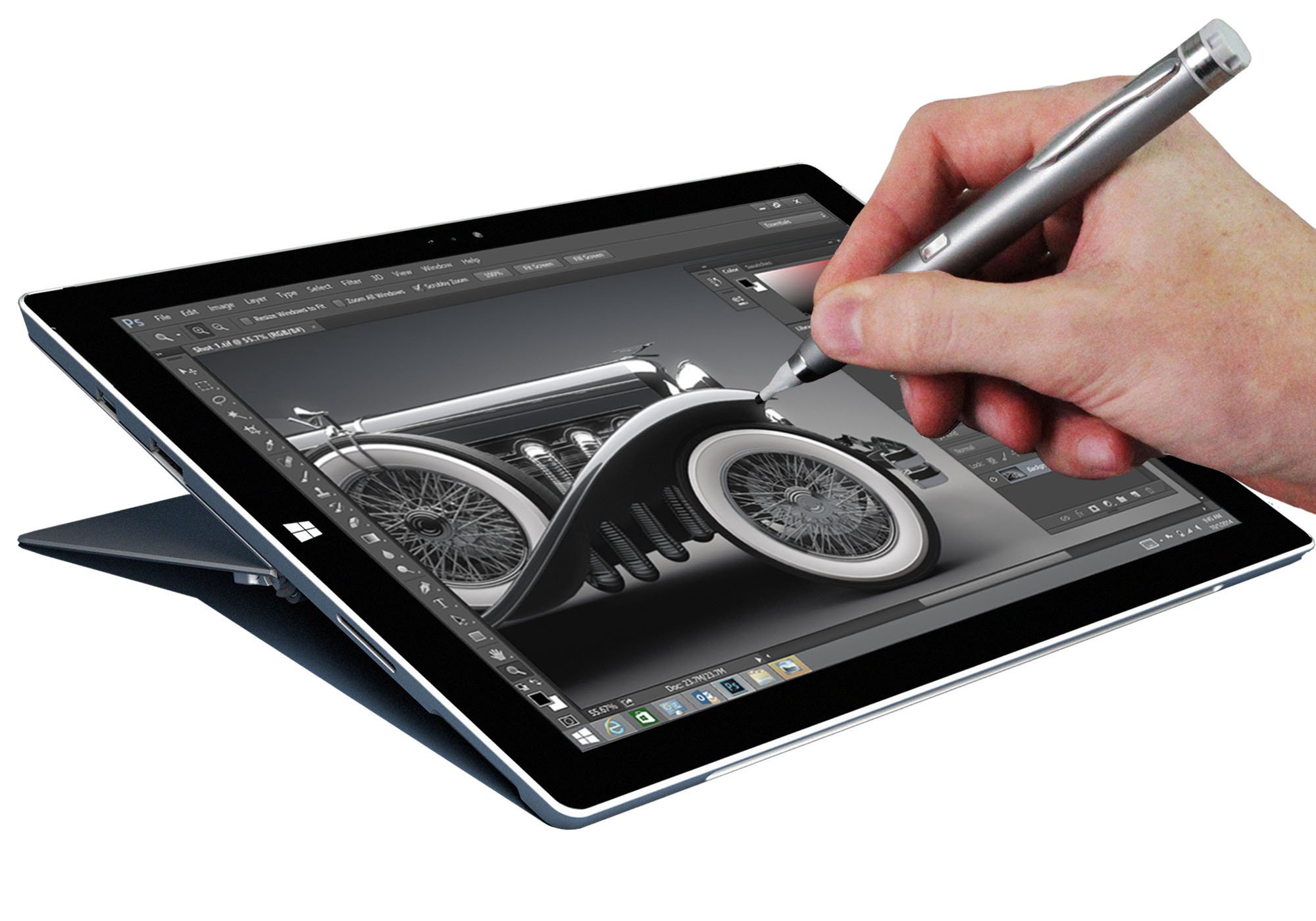 Navitech Grey Fine Point Digital Active Stylus Pen Compatible with Toshiba Satellite Radius 11 / Toshiba Satellite Radius 12 / Toshiba Satellite Radius 15