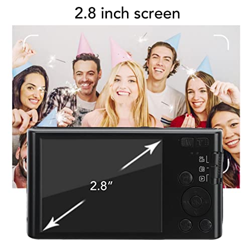 4K Digital Camera, 16X Digital Zoom 2.8 Inch Shake Proof HD Camera 48M Pixel USB Rechargeable Portable Compact Camera Built in Fill Light for Teens Adults Beginners Birthday Gifts (Black)