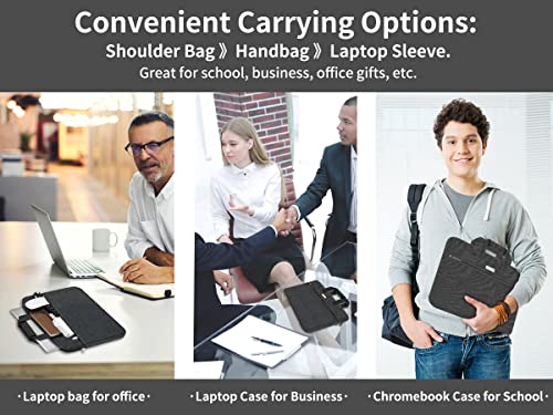HESTECH Laptop Bag,15.6 Inch Laptop Sleeve Case,Business Briefcase,Water-Repellent Slim Computer Carry Case with Shoulder Strap for 15-16" Hp Dell Acer,Black