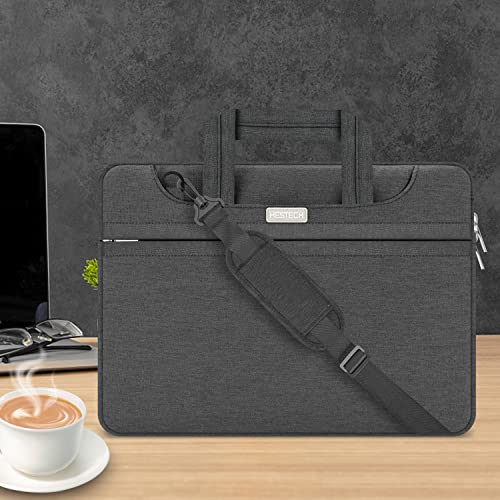 HESTECH Laptop Bag,15.6 Inch Laptop Sleeve Case,Business Briefcase,Water-Repellent Slim Computer Carry Case with Shoulder Strap for 15-16" Hp Dell Acer,Black