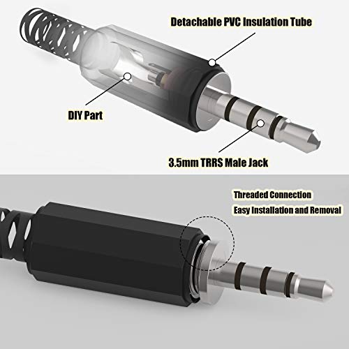 Ancable 10-Pack Headphone Headset Replacement Connector TRRS Male Plug 4 Pole 1/8" 3.5mm Solder Type DIY Audio Cable Connector