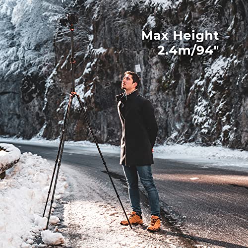 K&F Concept 94 Inch Camera Tripods 4 Section Ultra High Aluminum Professional Detachable Monopod Tripod with 360 Degree Ball Head Quick Release Plate for DSLR SLR Cameras T254A8+BH-28L (SA254T1)