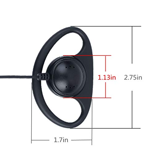 KEYBLU D Shape Earpiece CLS1410, CLS1110, CP185, CP200, CP200d, Headset with Big PTT for 2 Pin Walkie Talkie Radio (Motorola)
