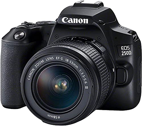 Camera Bundle for Canon EOS 250D (SL3) DSLR Camera with EF-S 18-55mm f/3.5-5.6 III Lens Bundle, Accessories (Extra Battery, Digital Slave Flash, 128Gb Memory, 50" Tripod and More)