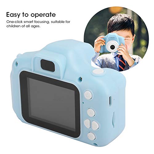 ASHATA Portable Cartoon Camera, Mini 1080P Digital Camera, One Click Smart Focusing, Anti Shake, with 2.0 inch Screen, The Best Gift for Kids, Children(Blue)