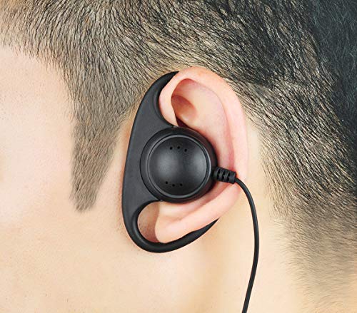 KEYBLU D Shape Earpiece CLS1410, CLS1110, CP185, CP200, CP200d, Headset with Big PTT for 2 Pin Walkie Talkie Radio (Motorola)