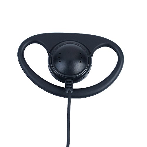 KEYBLU D Shape Earpiece CLS1410, CLS1110, CP185, CP200, CP200d, Headset with Big PTT for 2 Pin Walkie Talkie Radio (Motorola)
