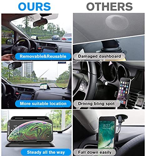 Showvigor Silicone Car Dashboard Phone Holder, Non Slip Phone Pad for Car for Various Dashboards,Slip Free Desk Phone Stand for Car, Compatible with iPhone14 Samsung Android Smartphones GPS Devices