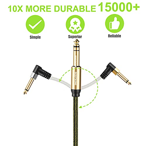 GOSYSONG 1/4 Insert Cable, 1/4 Stereo to Dual 1/4 Mono TRS Insert Cable 15ft, Stereo Breakout Cable 1/4,Stereo to Mono TRS Splitter