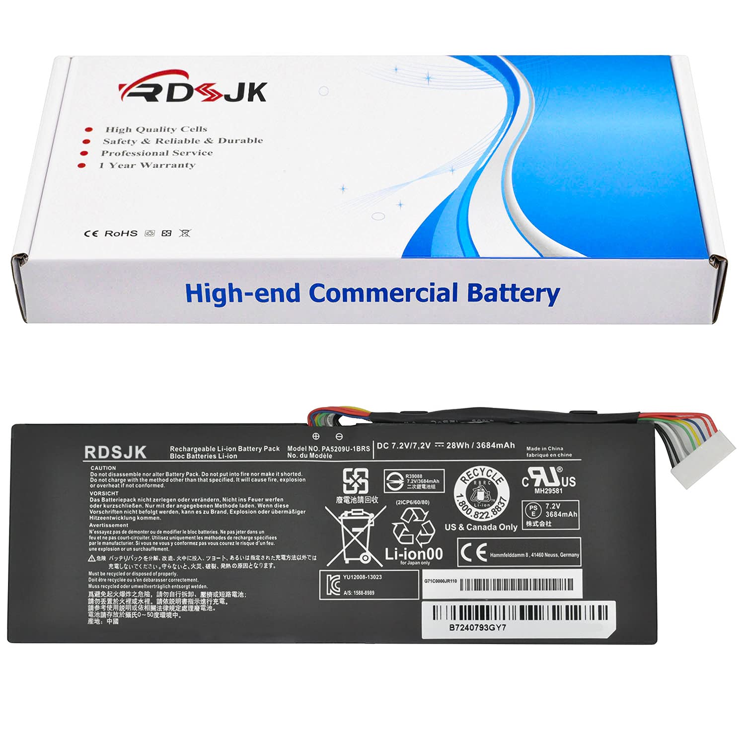 PA5209U-1BRS Laptop Battery for Toshiba Satellite L10-B003 L10W-B L10W-C L10T L10W L15W-B L15W-B1208X L15W-B1302 L15W-B1310 Radius 11 L10W-C L10W-C-10C L10W-C-10H Serie P000627450 WSTBBT050O 7.2V 28Wh