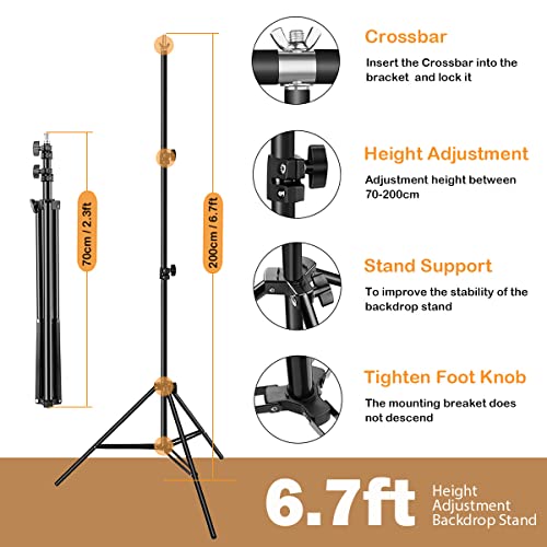 Photo Backdrop Stand Kit, Backdrop Stand for Parties 6.5x10ft Adjustable Studio Photo & Video Support System Background Support Stand with Sandbag for Photography, Birthday, Portrait, Wedding