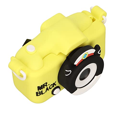 PUSOKEI Kids Digital Camera, 28 Fun Photo Frames, Cartoon Cameras for Kids, Lightweight 2in Screen Children Camera with Dual Front and Rear Cameras(Yellow)