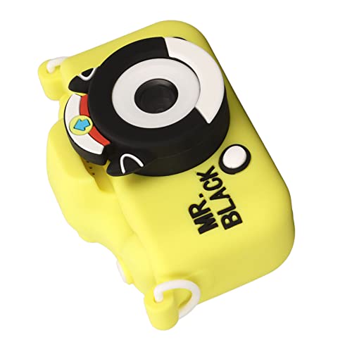 PUSOKEI Kids Digital Camera, 28 Fun Photo Frames, Cartoon Cameras for Kids, Lightweight 2in Screen Children Camera with Dual Front and Rear Cameras(Yellow)