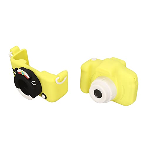 PUSOKEI Kids Digital Camera, 28 Fun Photo Frames, Cartoon Cameras for Kids, Lightweight 2in Screen Children Camera with Dual Front and Rear Cameras(Yellow)