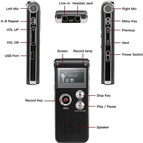 32GB Digital Voice Recorder Mini Voice Recorder Upgraded Small Audio Recorder with MP3&USB for Lectures, Meetings, InterviewsâŚ