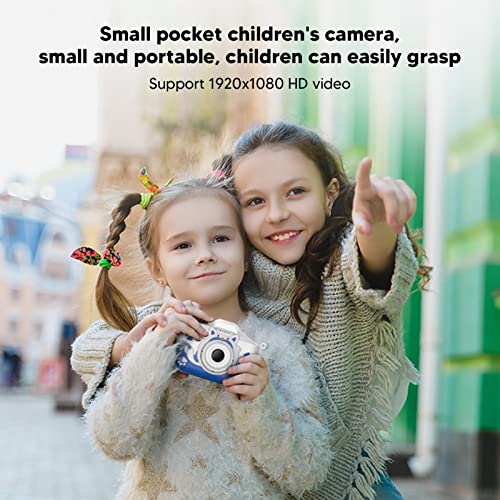 Kids Selfie Camera, Kids Camera Small Portable Blue Children's Cute Cartoon Fox Shape Four Filters Mini 40MP HD Digital Camera for Kid Gift