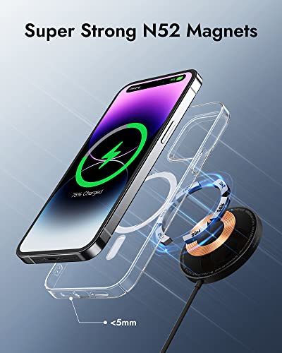 Baseus Wireless Charger for Magsafe, 15W Mini Lightweight Magnetic Wireless Charger with N52 Strong Magnets & Aerogel, Upgraded Temperature Control Compatible with iPhone 12/13/14 Series