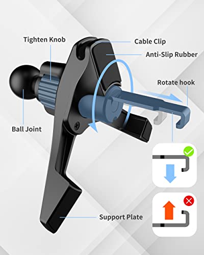 ZOOAUX Universal Air Vent Clip for Wireless Car Charger & Car Mount, Ultra Strong Anti-Shake Vent Grip for Most Car Phone Mount Holders with Joint Ball [Diameter 0.67 in (17mm)]