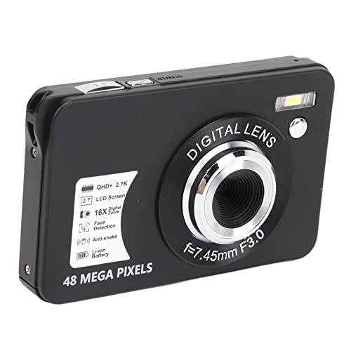 HD Digital Camera, Built in Fill Light Plastic Metal 2.7K 48MP High Resolution Digital Camera for Selfie