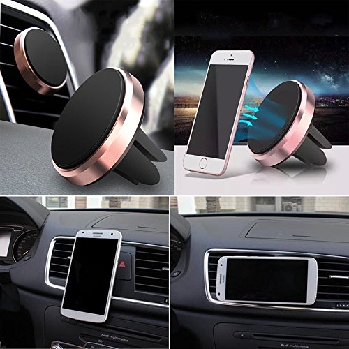 Phone Ring Holder Stand Finger Kickstand 360° Rotation Metal Ring Grip with Magnetic Phone Car Mount Holder Set Compatible with iPhone, Samsung, LG, Sony, HTC ETC (Rose Gold)