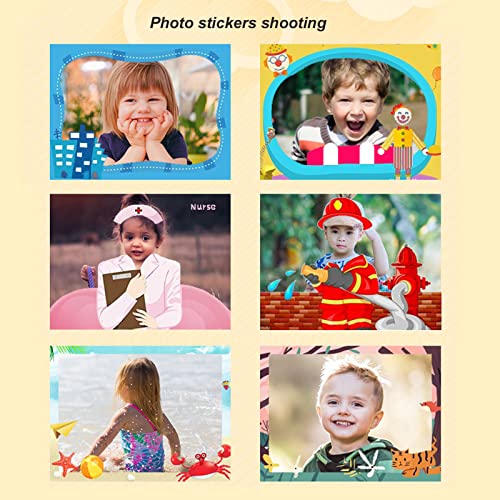 AUHX Kids Cartoon Camera Toy, 2MP Multifunctional 2 Inch Screen High Definition ABS Mini Digital Children Camera for Gifts(Beige)