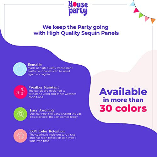 HOUSE OF PARTY Rainbow Blue Shimmer Wall Backdrop - 24 Pcs Square Sequin Wall Panels Shimmer Backdrop, Wall Decor for Birthday Decorations, Wedding & Bachelorette Party