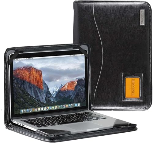 Broonel - Contour Series - Black Heavy Duty Leather Protective Case - Compatible with Toshiba Satellite Radius 12 / Toshiba Satellite Radius 11
