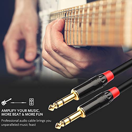 Tisino DISINO 1/4 inch TRS Cable, Heavy Duty 6.35mm Male to Male Stereo Jack Balanced Audio Path Cord Interconnect Cable - 16 feet/5 Meters
