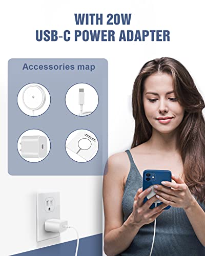 Magnetic Wireless Charger Replacement for iPhone 13/13 Pro/13 Pro Max/13 mini/12 Pro/12 Pro max/ 12 Mini and AirPods pro 【with USB-C 20W PD Adapter】 WAITIEE Fast Charging Pad for Phone Charger Stand