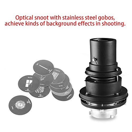 Wellmaking Bowens Mount Flash snoot conical Lens Video Artist Modelling Shape Light Studio use with Optical Lens Various Gobos Bowens Photography Accessories