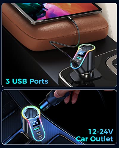 Cigarette Lighter Splitter, 150W 4 in 1 Cigarette Lighter USB Charger 12V Car Charger Adapter, PD3.0 & QC3.0 30W Super Fast USB C Car Charger Compatible with iPhone14 Pro Max/Pro/Samsung/GPS/Dash Cam