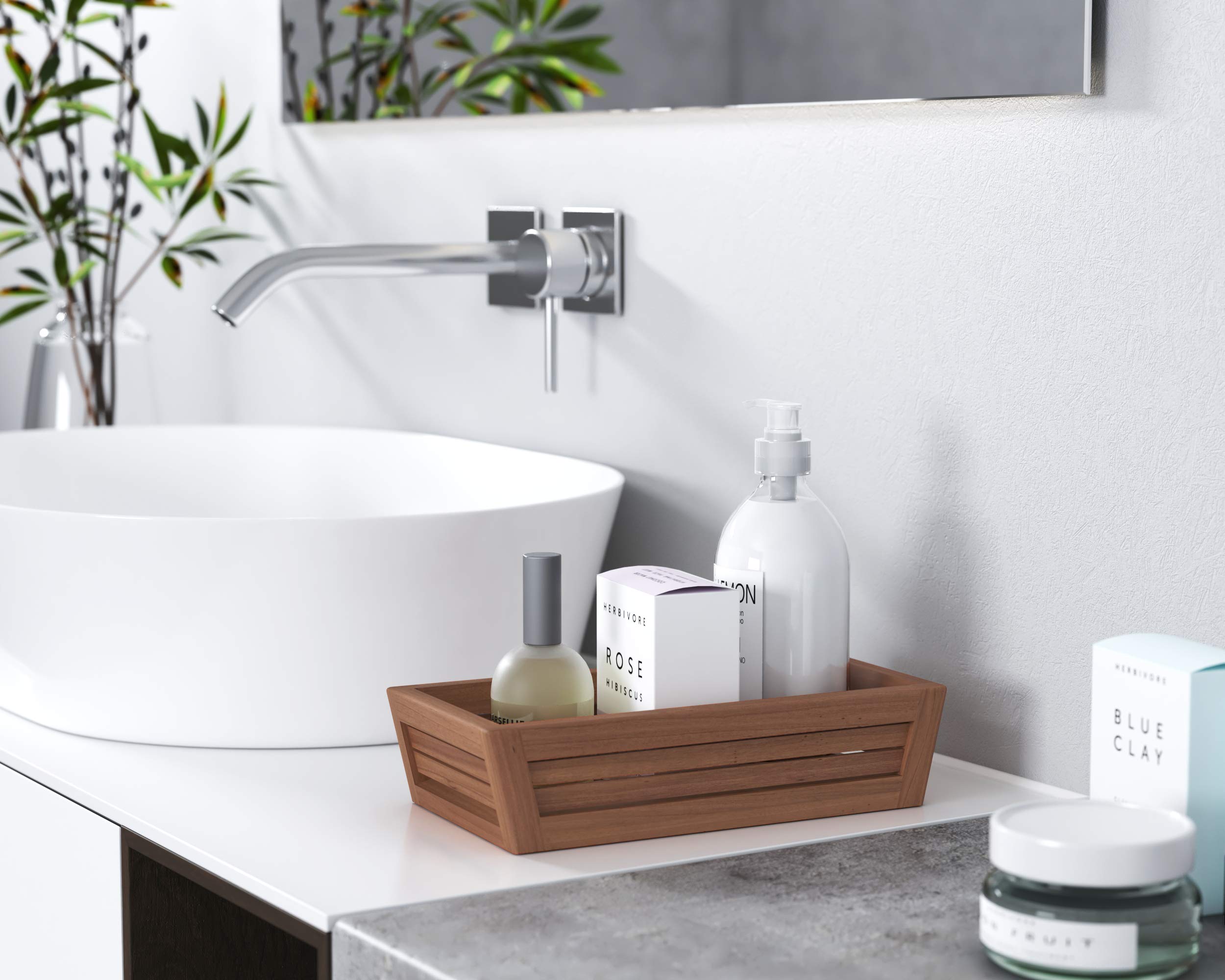 AquaTeak The Original Moa Teak Bathroom Guest Towel & Amenities Tray