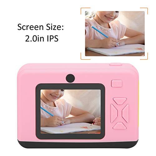 Jeanoko Anti‑Drop Children Camera, Anti‑Drop 20MP HD Camera 2.0in IPS Screen with Large Capacity Battery for Home(Pink)