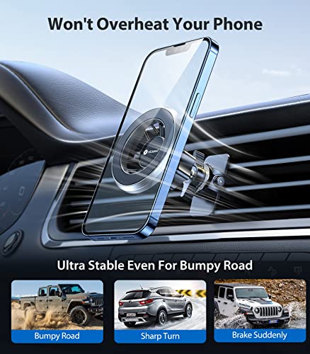 VICSEED Fit for MagSafe Car Mount [20 Strongest Magnets & Stablest] Magnetic Phone Holder for Car Vent Hands Free Car Phone Holder Mount for iPhone 14 13 12 Pro Max Plus Mini MagSafe Case Socket Grip