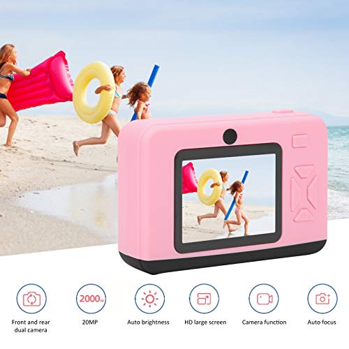 Jeanoko Anti‑Drop Children Camera, Anti‑Drop 20MP HD Camera 2.0in IPS Screen with Large Capacity Battery for Home(Pink)