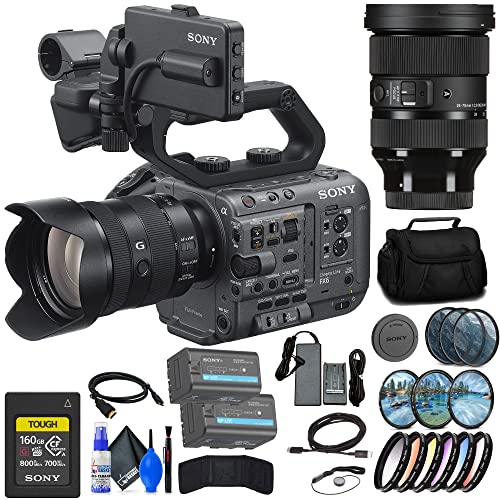 Sony FX6 Digital Cinema Camera Kit with 24-105mm Lens (ILME-FX6VK) + Sigma 24-70mm f/2.8 Lens (578965) + 160GB Memory Card + BP-U35 Battery + Filter Kit + Color Filter Kit + Bag + More