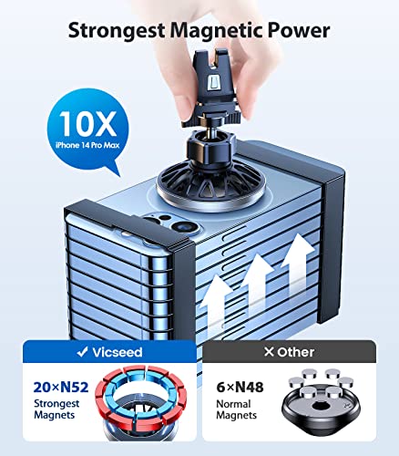 VICSEED Fit for MagSafe Car Mount [20 Strongest Magnets & Stablest] Magnetic Phone Holder for Car Vent Hands Free Car Phone Holder Mount for iPhone 14 13 12 Pro Max Plus Mini MagSafe Case Socket Grip