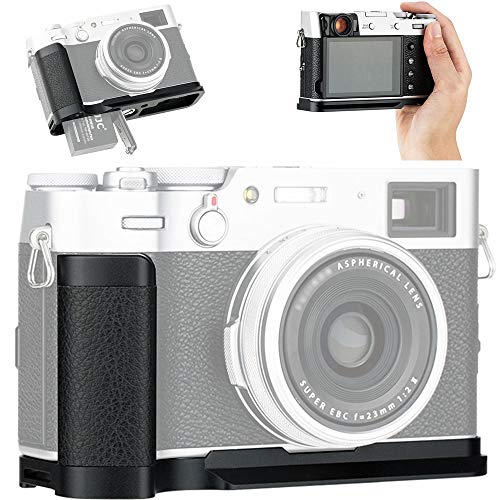 JJC Dedicated Metal Hand Grip L Bracket Anti-Slid Holder for Fujifilm Fuji X100V X100F Camera, Arca Swiss Type Quick Release Tripod Plate Design w/Battery Compartment Opening