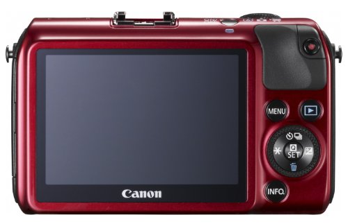 Canon EOS-M Mirrorless Digital Camera With EF-M 18-55MM, 22Mm STM Lenses with 90EX Flash with Mount Adapter EF-EOS M (Red) - International Version (No Warranty)