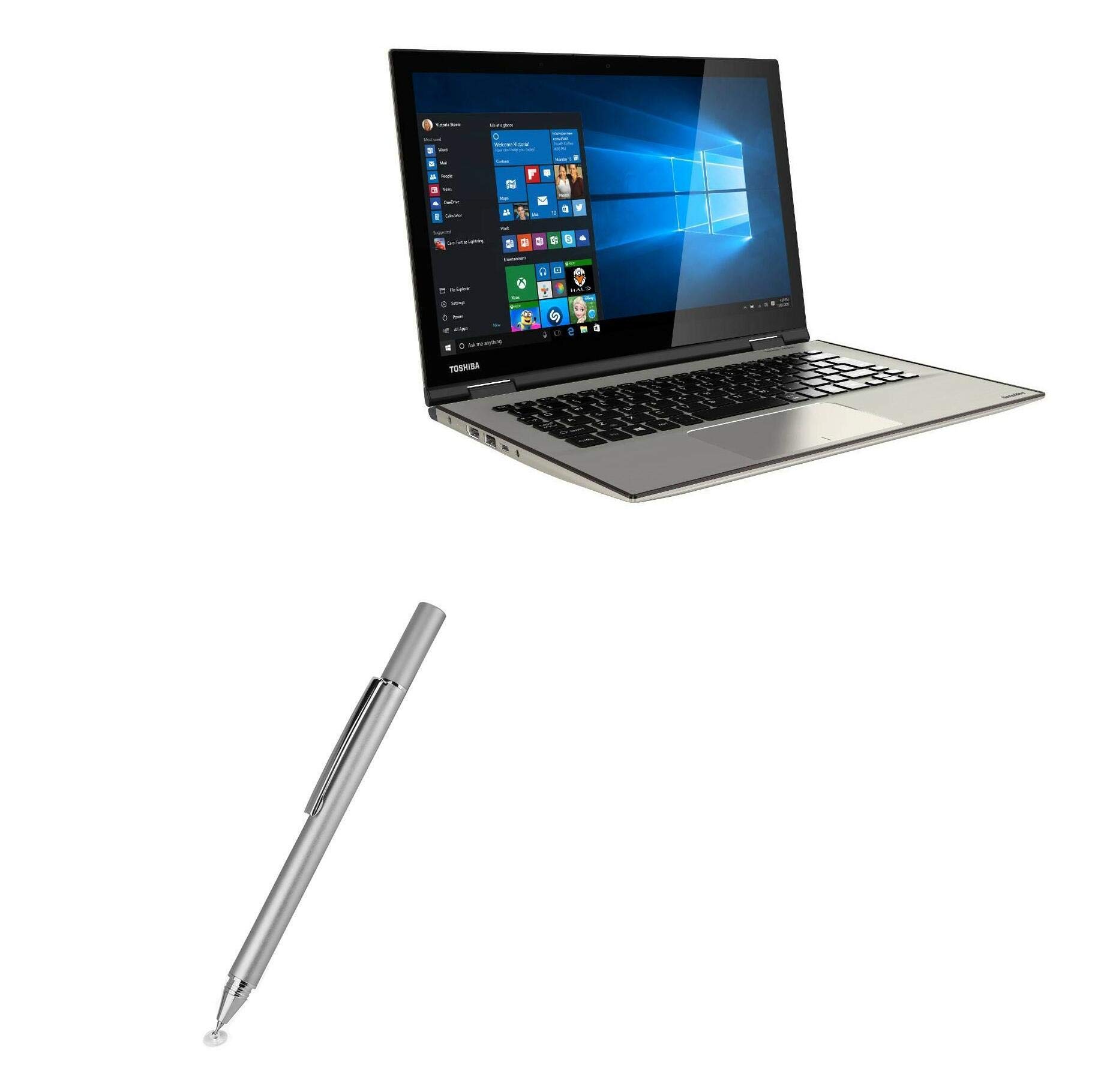 BoxWave Stylus Pen Compatible with Toshiba Satellite Radius 12 - FineTouch Capacitive Stylus, Super Precise Stylus Pen for Toshiba Satellite Radius 12 - Metallic Silver