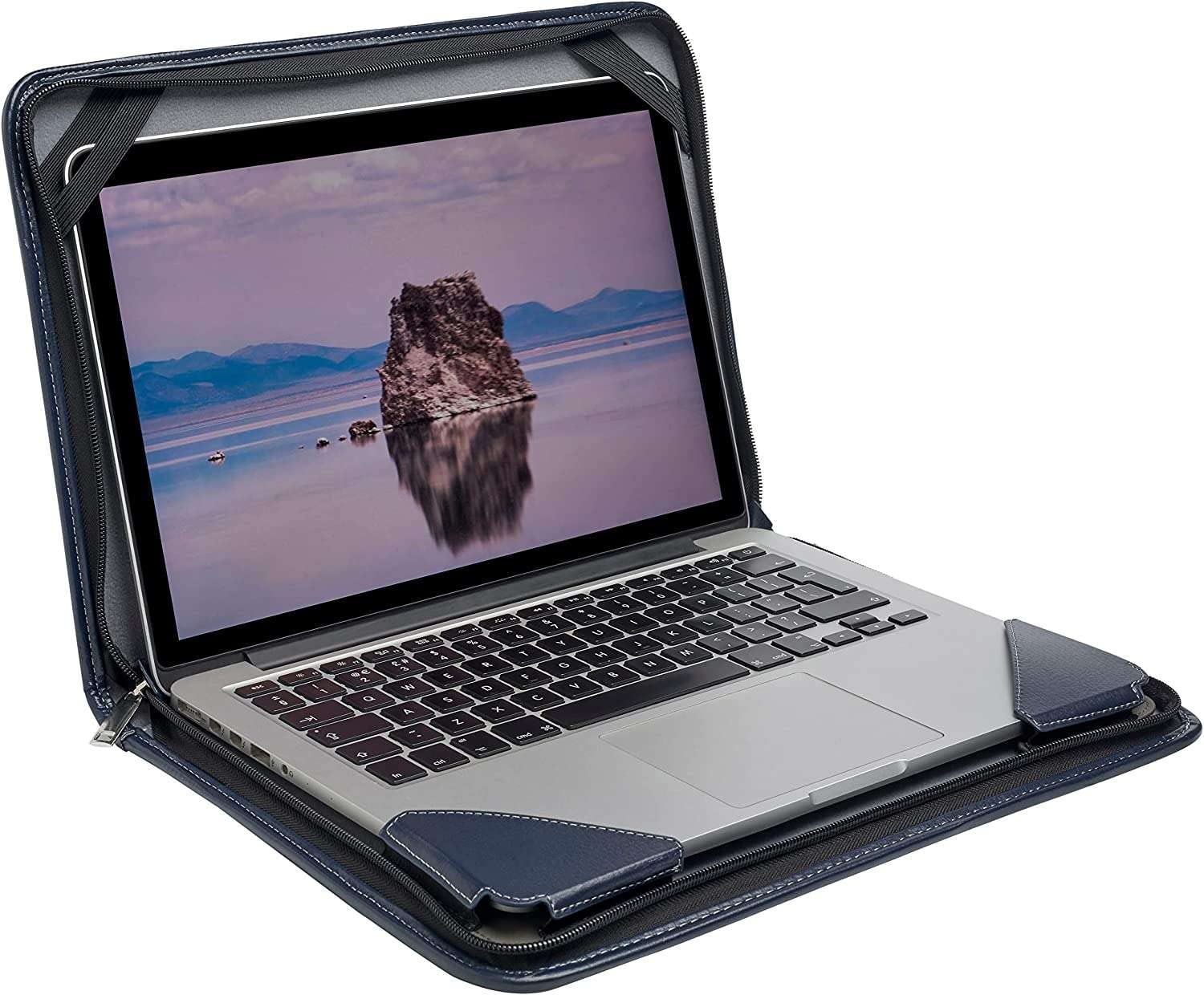 Broonel Blue Leather Laptop Messenger Case - Compatible with Toshiba Satellite Radius 12 / Toshiba Satellite Radius 11