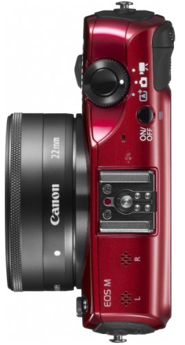 Canon EOS-M Mirrorless Digital Camera With EF-M 18-55MM, 22Mm STM Lenses with 90EX Flash with Mount Adapter EF-EOS M (Red) - International Version (No Warranty)