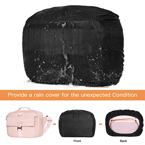 MOSISO Camera Bag Case, DSLR/SLR/Mirrorless Photography Camera Messenger Bag Compact Crossbody Padded Camera Shoulder Bag with Rain Cover Compatible with Canon/Nikon/Sony Camera and Lenses, Pink